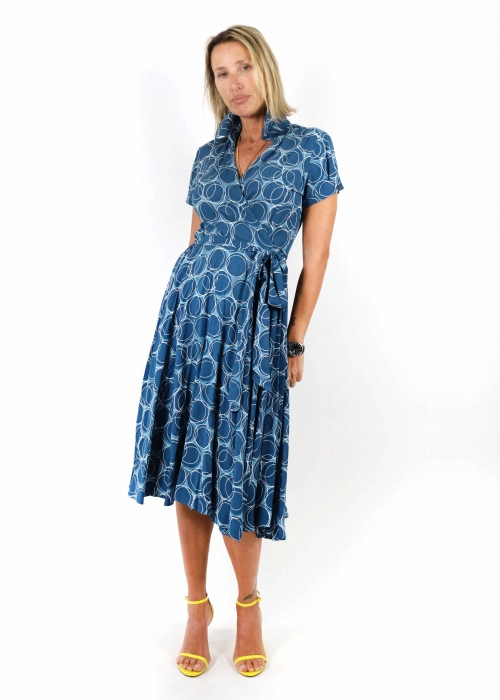 Blue Circles Wrap-around Dress | Toosh Milano Dress